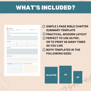 Bible Chapter Summary Template | Bible Study | Bible Template | Bible ...