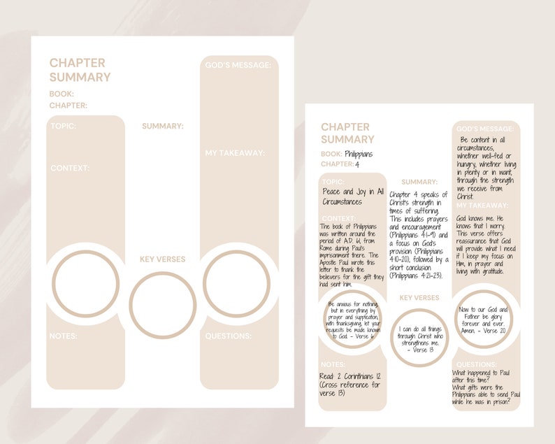 Bible Chapter Summary Template | Bible Study | Bible Template | Bible Summary | Bible Reflection ...