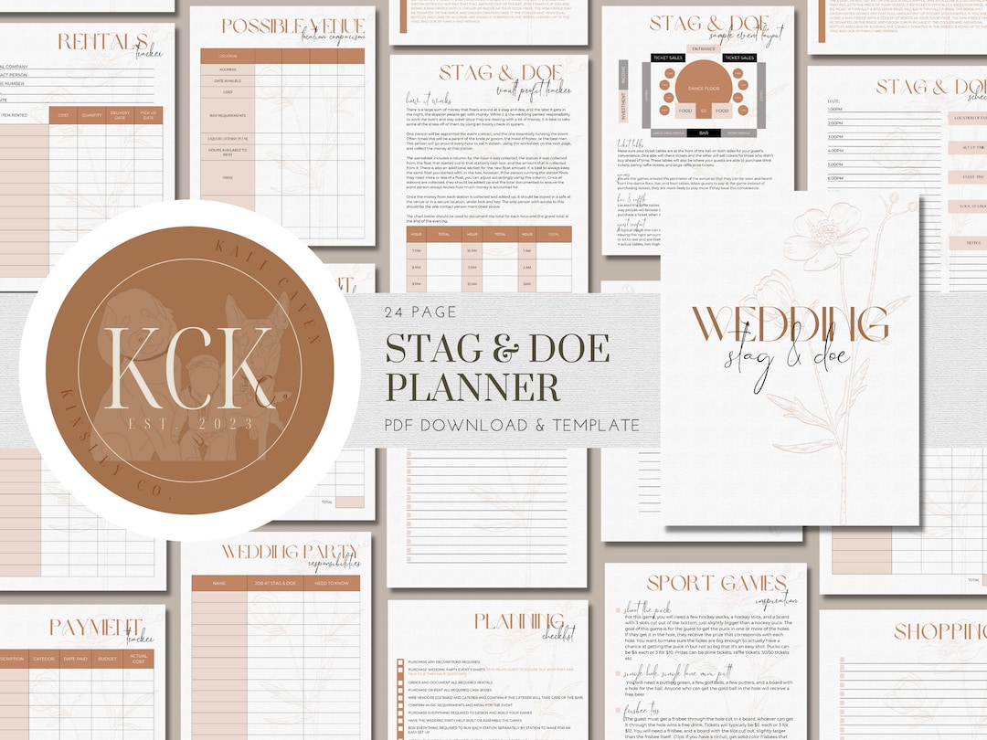 24 Page Stag & Doe Planner, Timeline, Checklist, Stag and Doe Planning ...