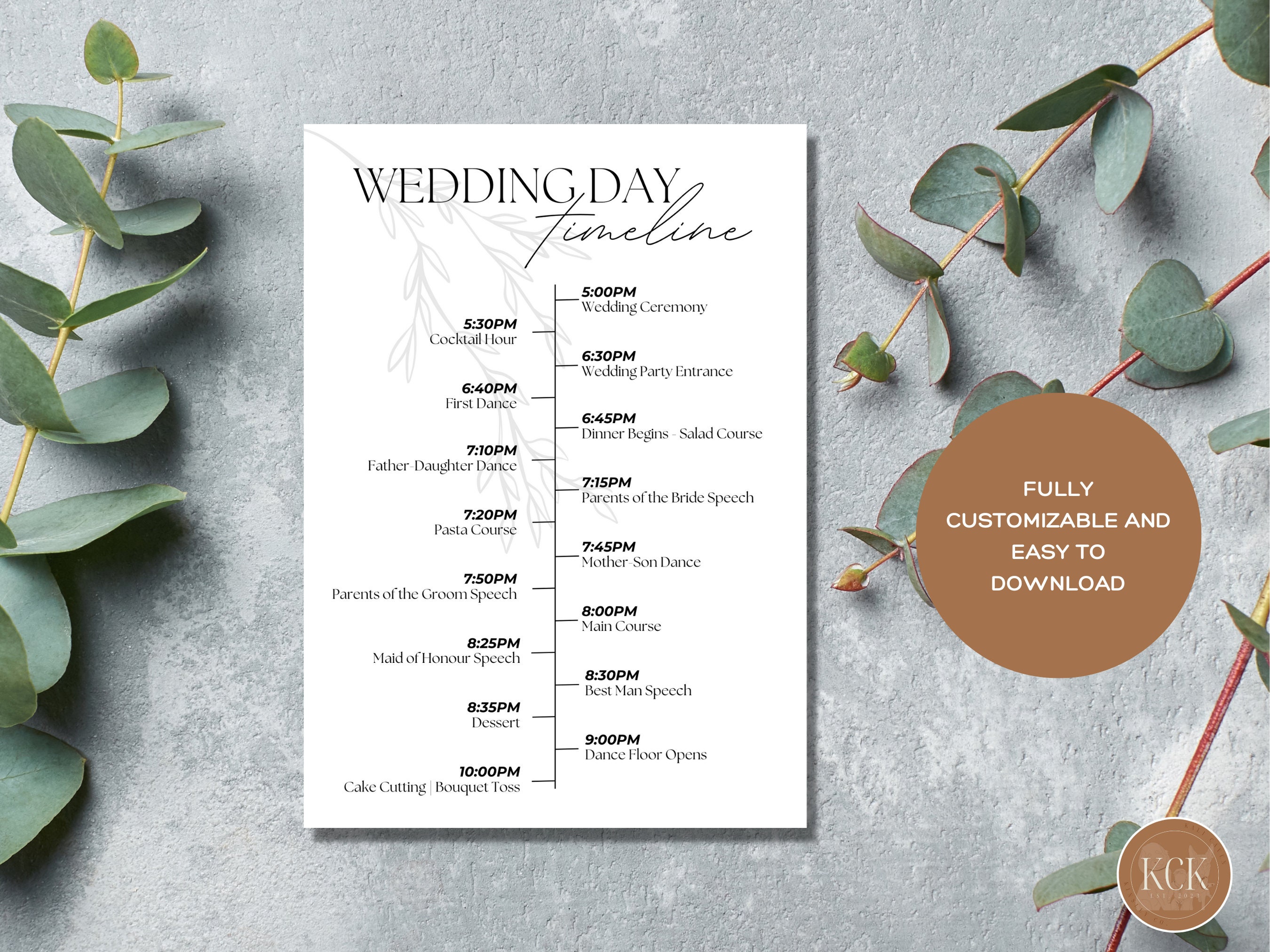 Wedding Day Timeline Template, Wedding Timeline Template, Event Card ...