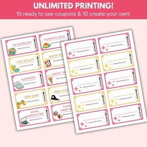 Kids Reward Coupons Printable, Reward Coupons Booklet, Kids Coupons ...