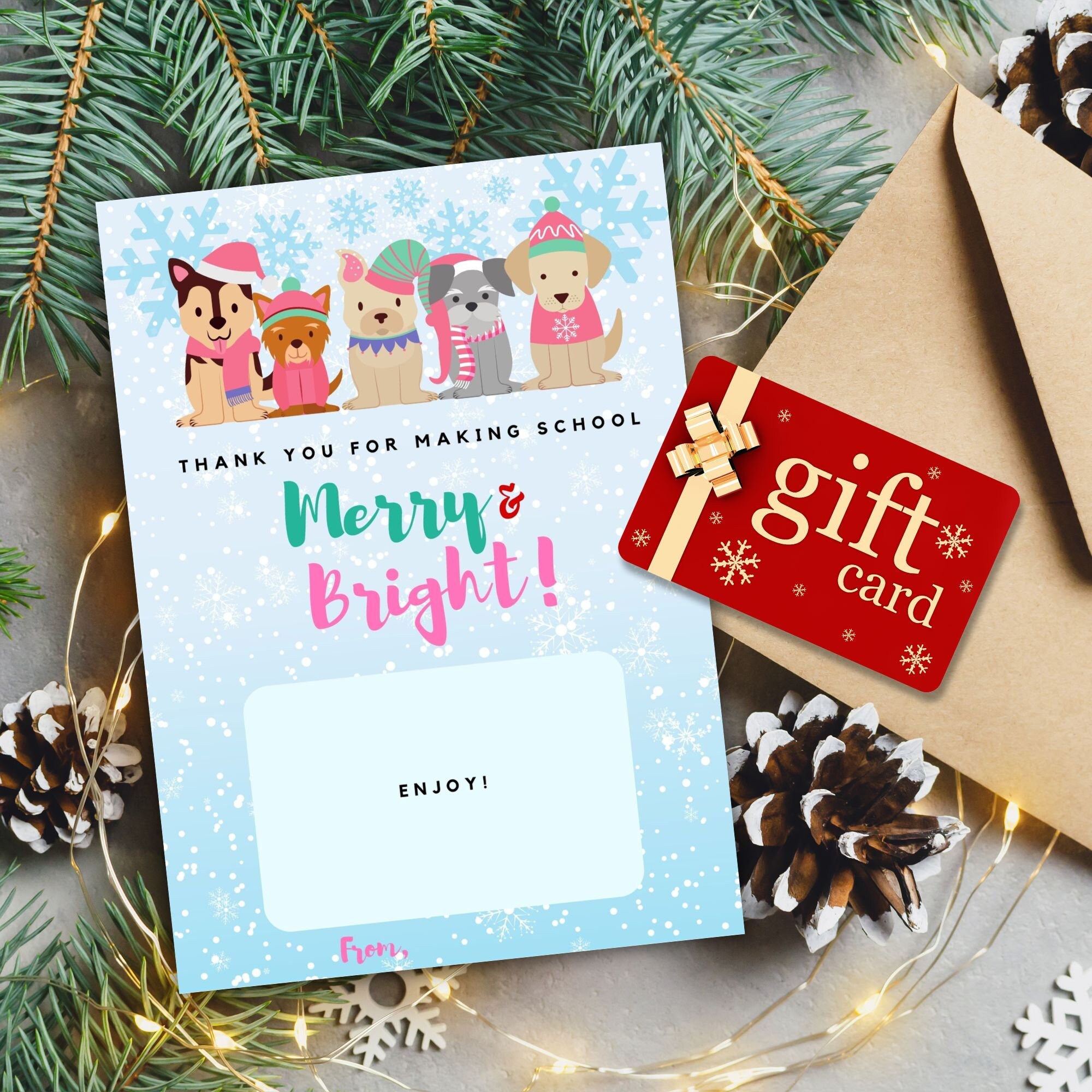 Printable Teacher Christmas Gift Card Holder, Thank You for Making ...