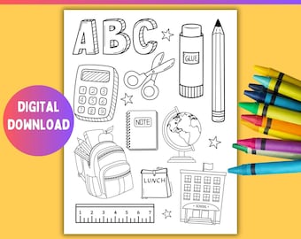 Back to School Coloring Page, Back to School Activity, Kids Coloring ...