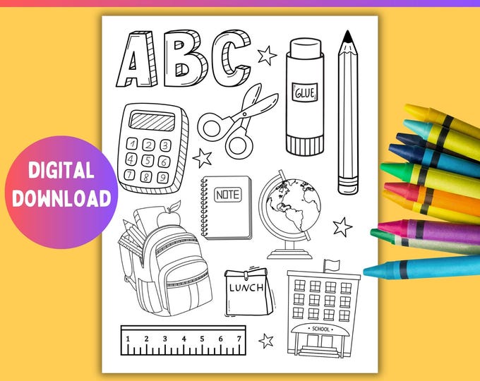 Back to School Coloring Page, Back to School Activity, Kids Coloring ...