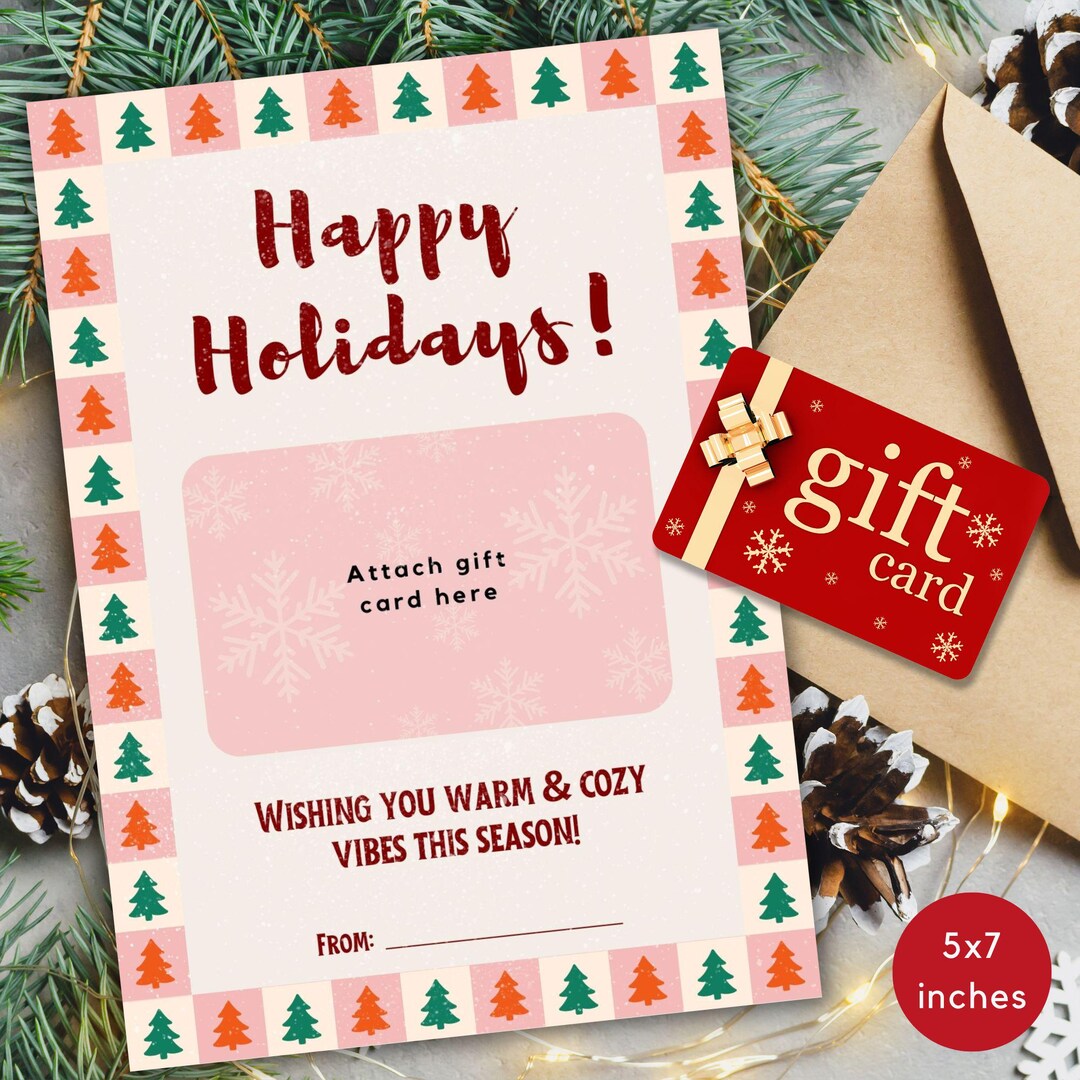 Printable Christmas Gift Card Holder, Happy Holidays Gift Card Holder ...