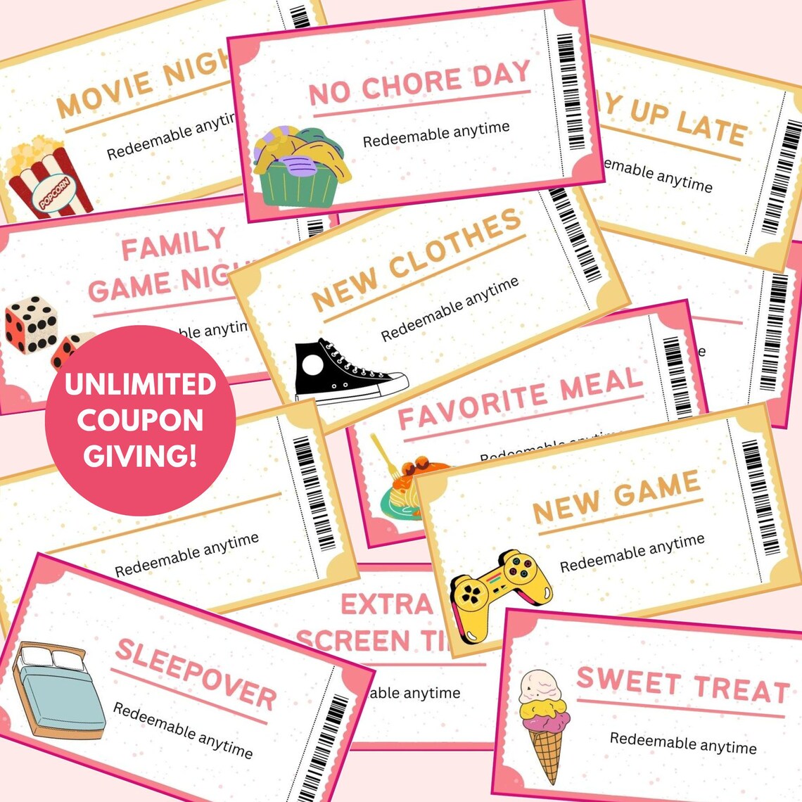 Kids Reward Coupons Printable, Reward Coupons Booklet, Kids Coupons ...