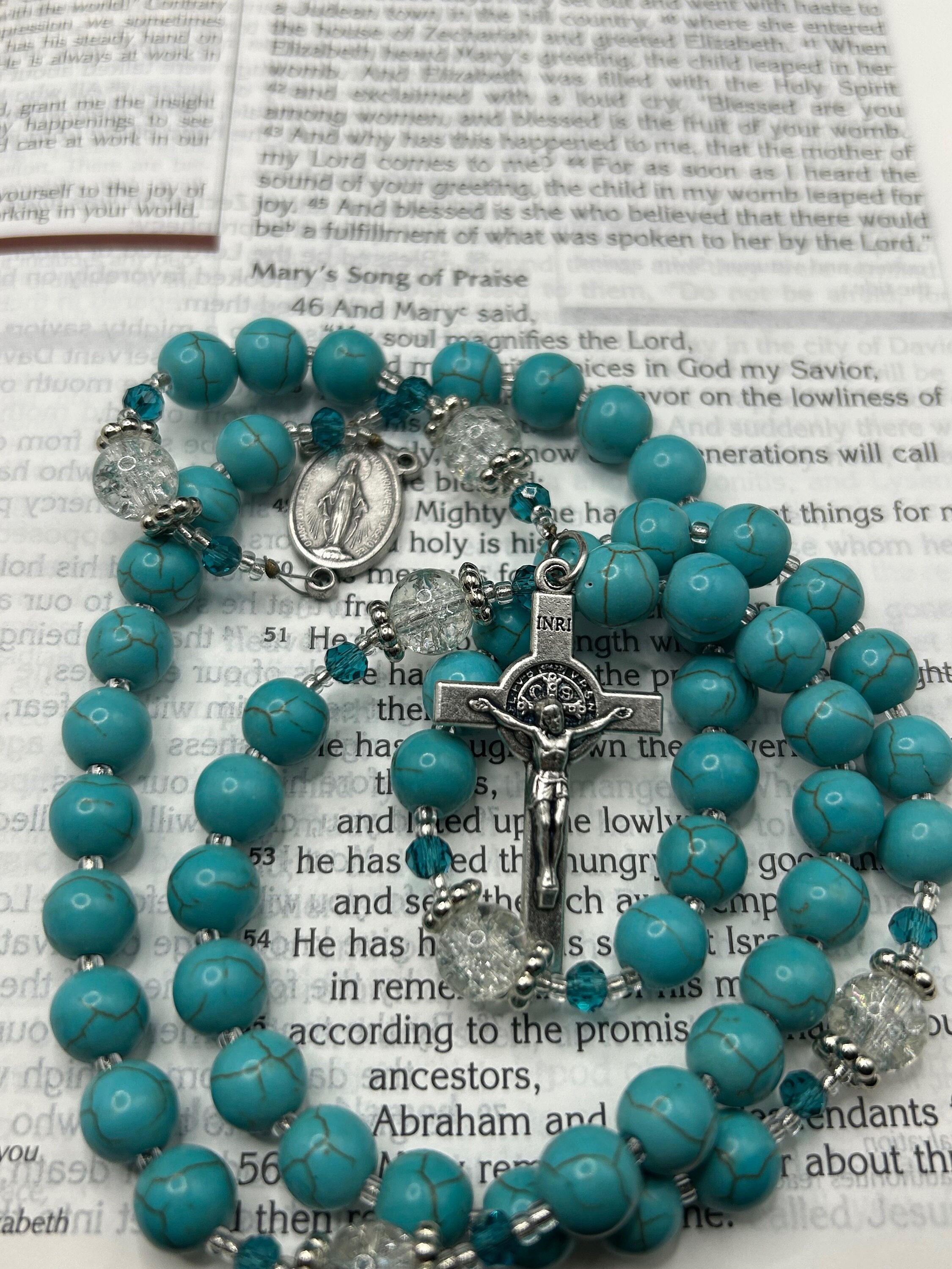 Turquoise Rosary, Blue Rosary, Stone Rosary, Handmade Rosary, Religious ...