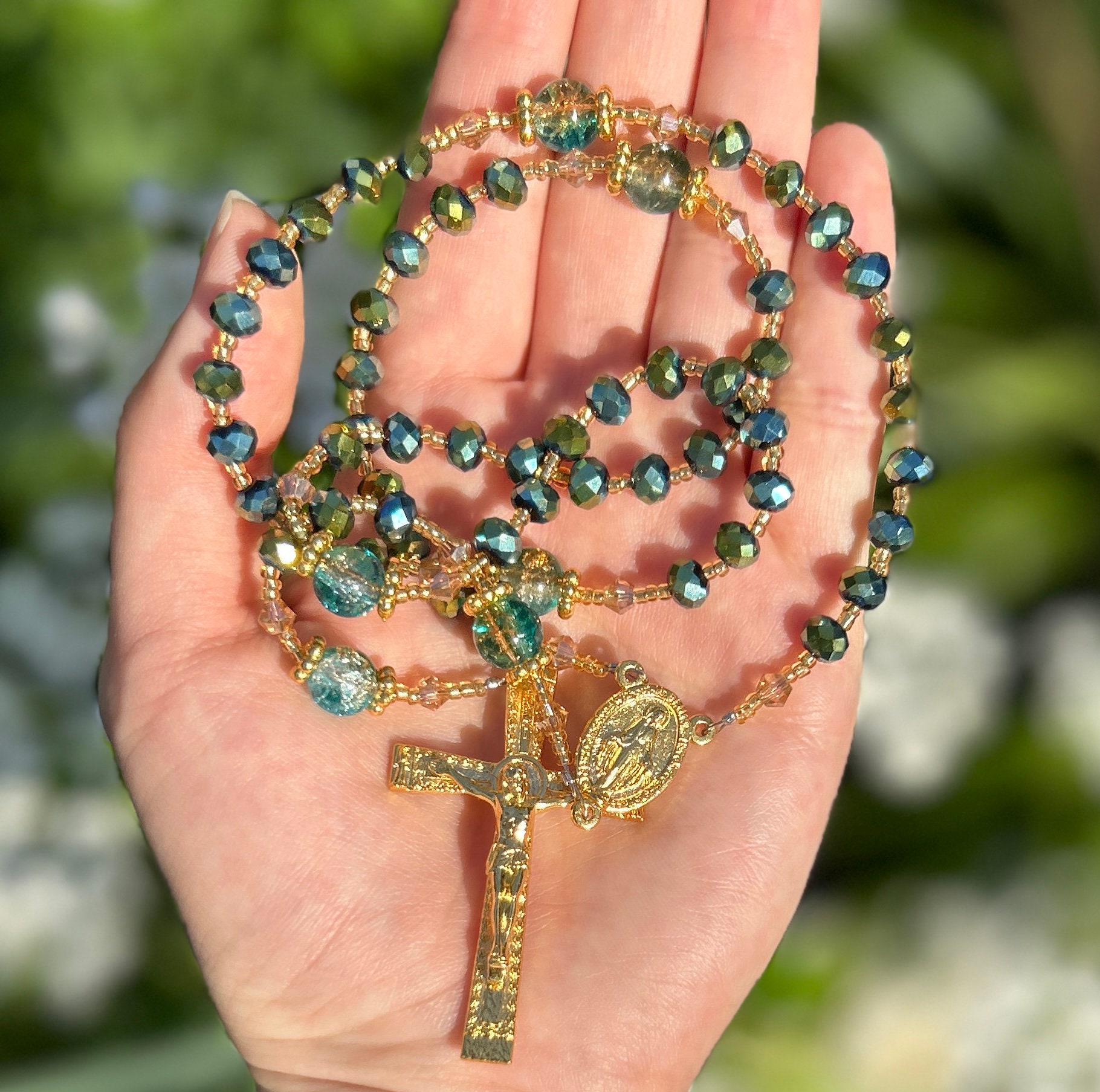 Green Rosary, Golden Rosary, Miraculous Medal Rosary, Catholic Rosary ...