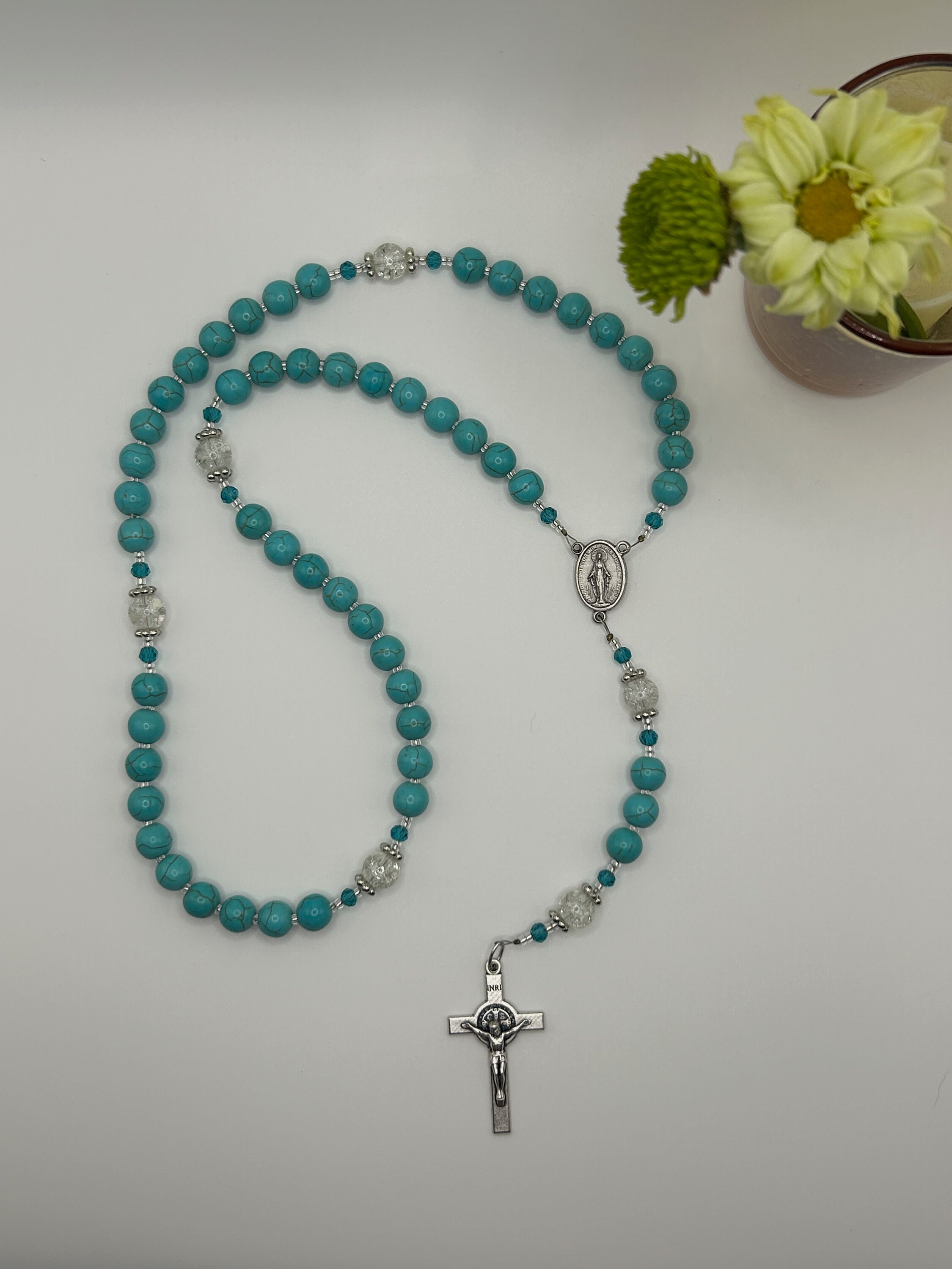 Turquoise Rosary, Blue Rosary, Stone Rosary, Handmade Rosary, Religious ...