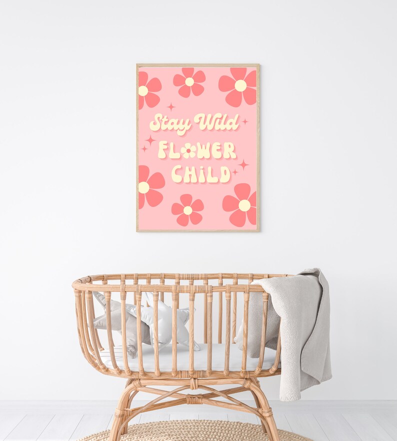 Stay Wild Flower Child Print: Retro Boho Nursery Decor (digital ...