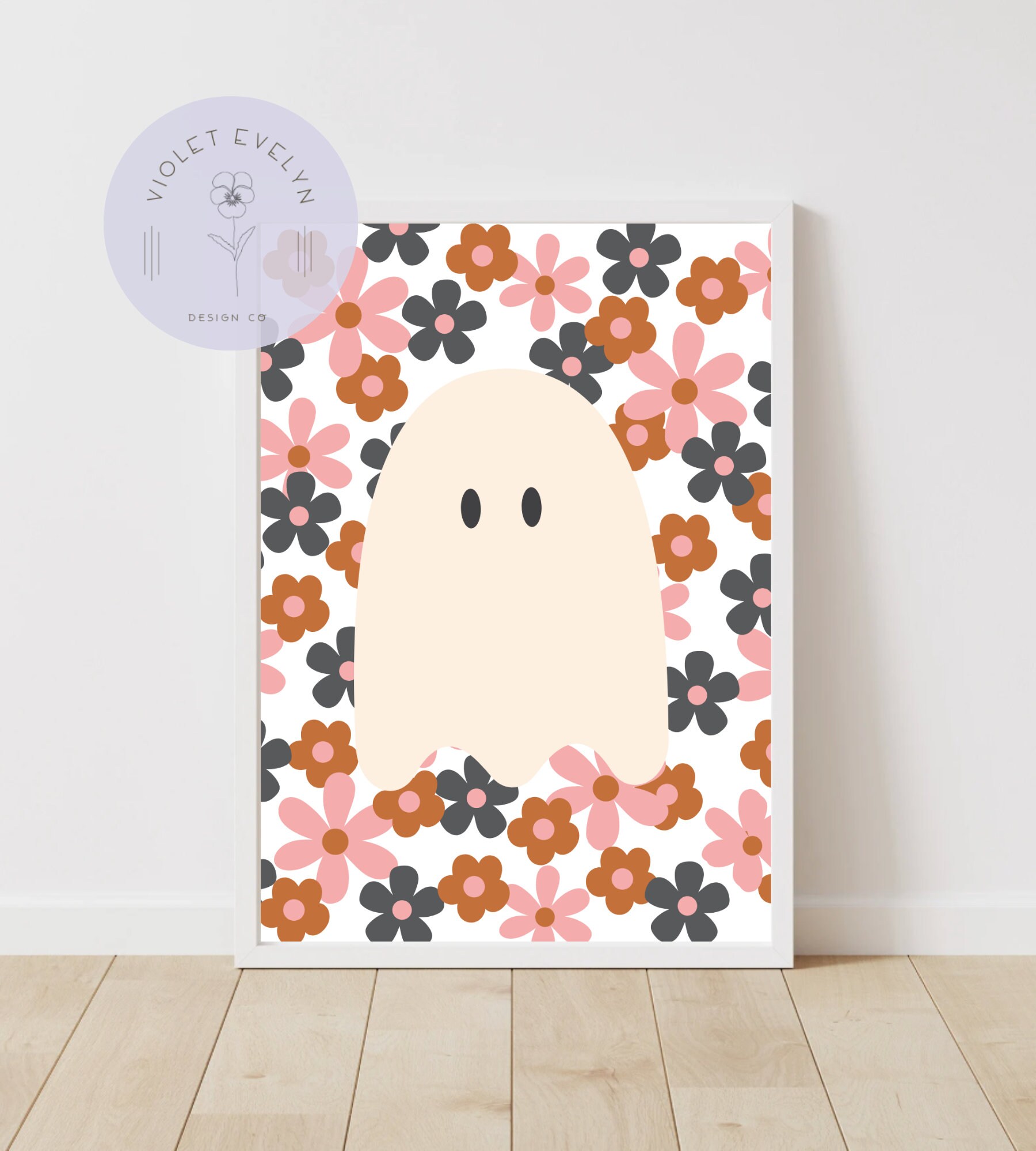 Groovy Flower Ghost Groovy Halloween Boho Halloween Print - Etsy