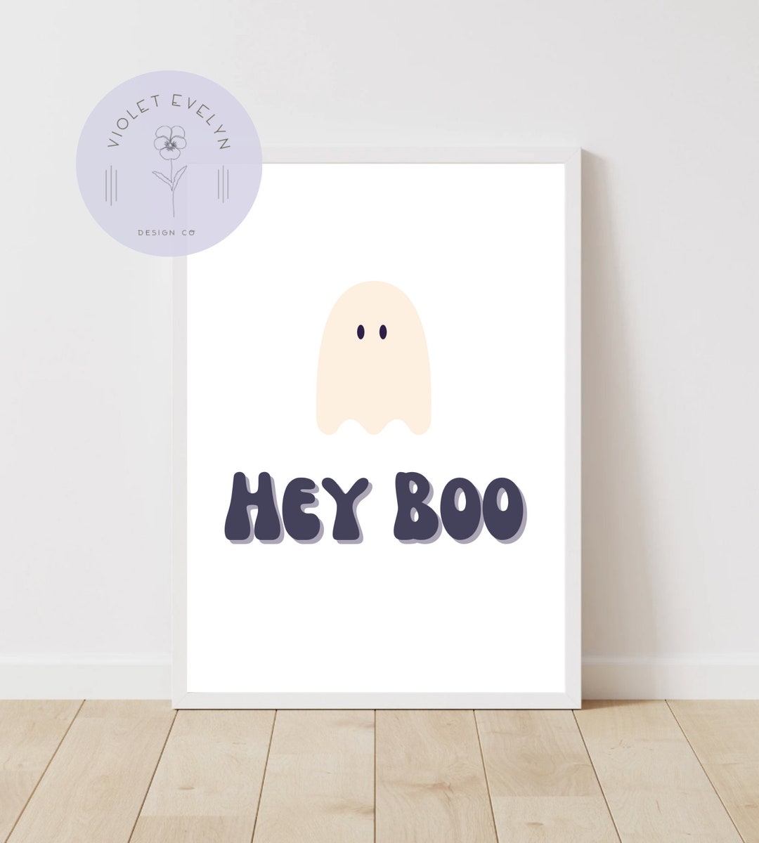 Hey Boo Ghost Print: Groovy Halloween Art, Kids Room (digital Download ...