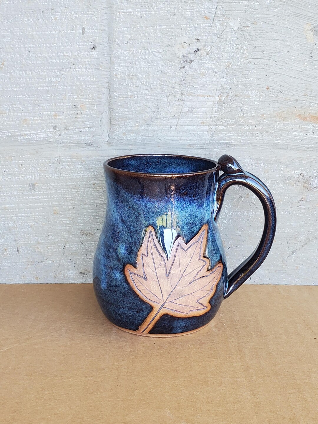 Smokey Blue Maple Leaf Handmade Pottery Mug - Etsy