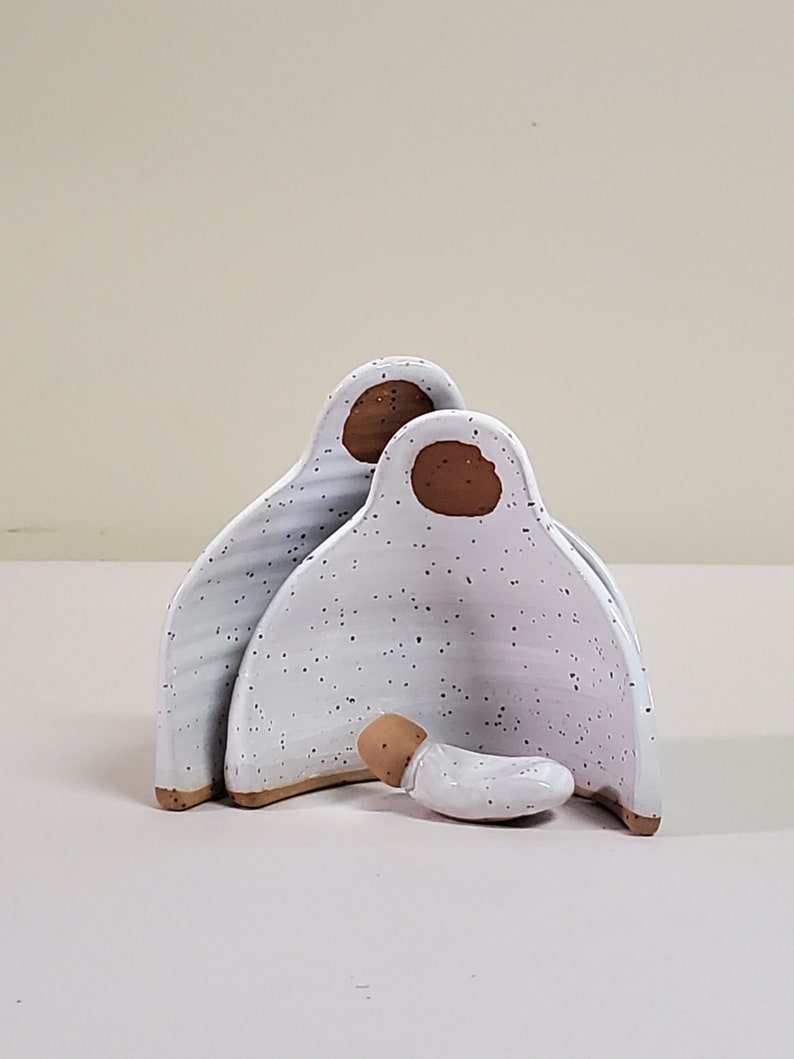 Rustic White Speckled and Creamy White Nativity Set Handmade - Etsy