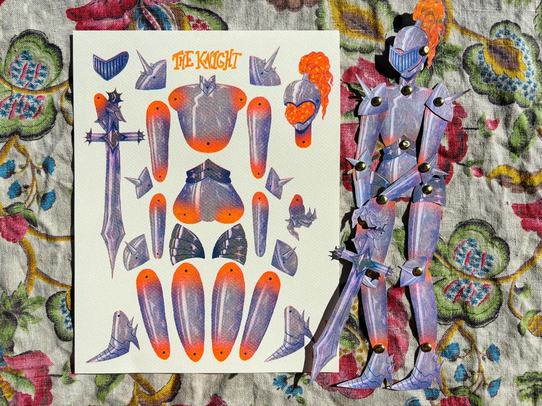 Knight Paper Doll 8.5 in X 11 in Risograph Print - Etsy