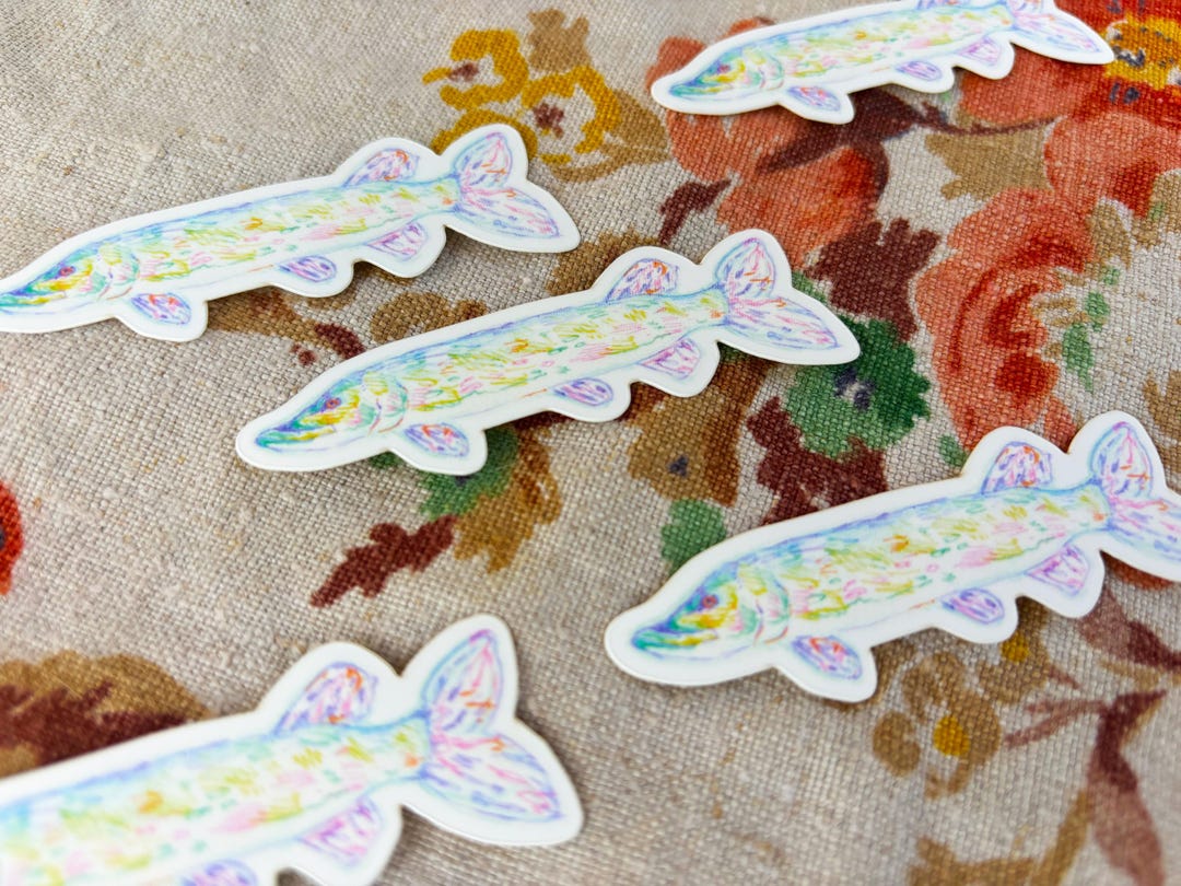 Rainbow Pike - Waterproof Matte Vinyl Fish Sticker - Etsy