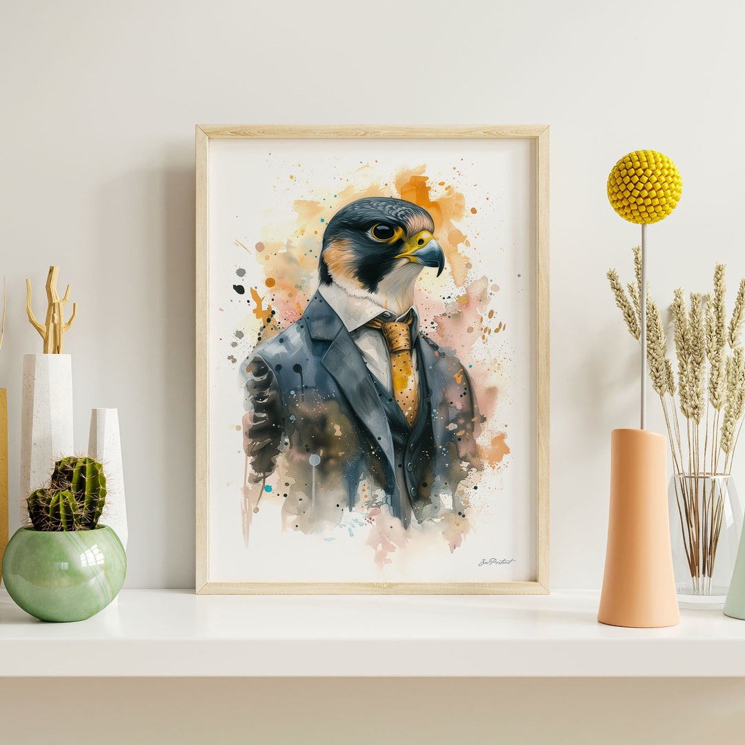 Peregrine Falcon Painting Portrait, Printable Poster, Digital Download ...