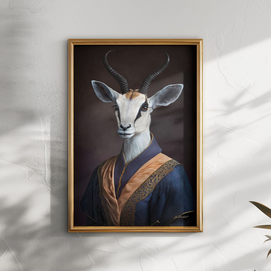 Portrait of the Springbok Antelope in Costume, Printable Poster ...