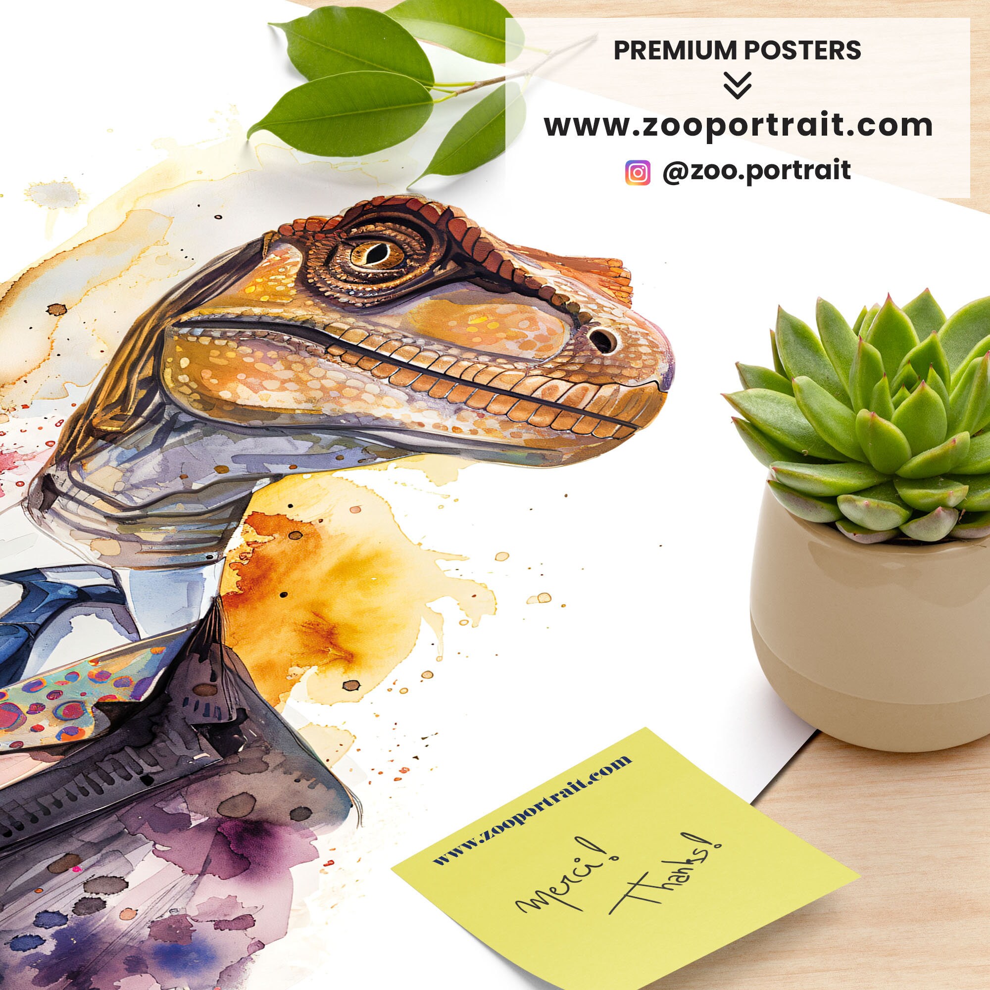 Velociraptor Poster Portrait, Digital Download, Watercolor Painting of ...