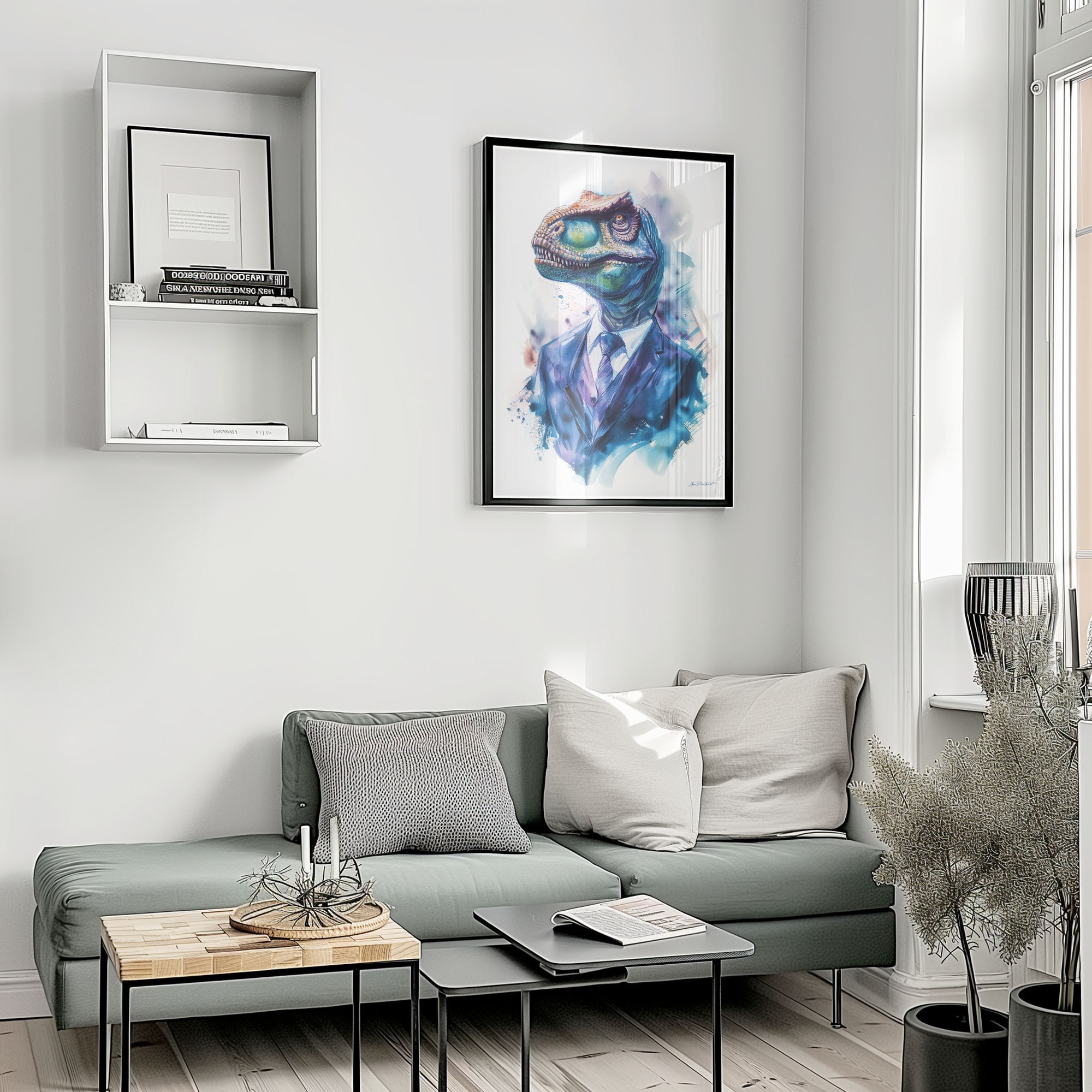T-rex Poster Portrait, Digital Download, Watercolor Painting of ...