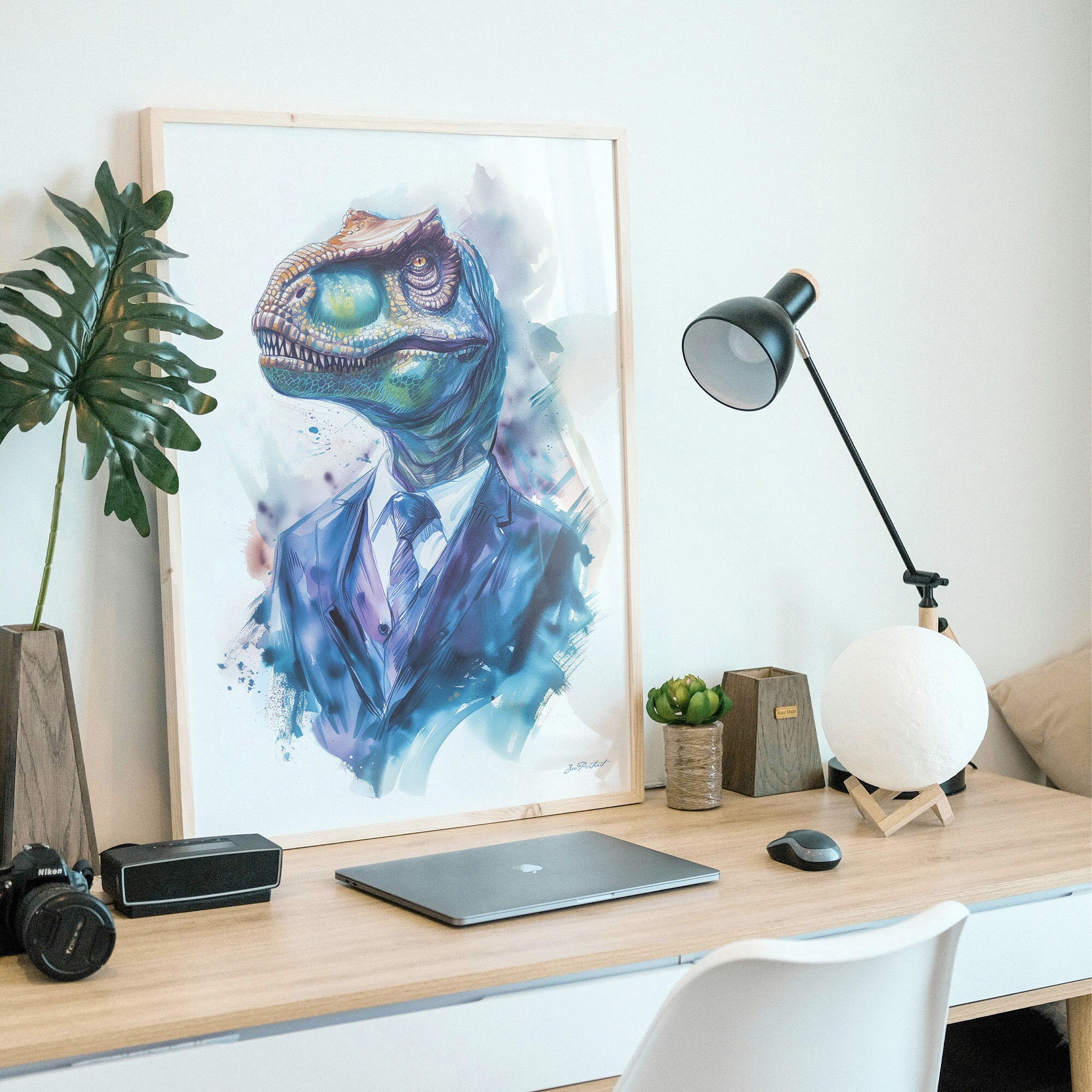 T-rex Poster Portrait, Digital Download, Watercolor Painting of ...