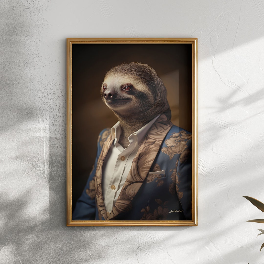 Portrait of a Sloth in Suit, Printable Poster to Download, Digital ...