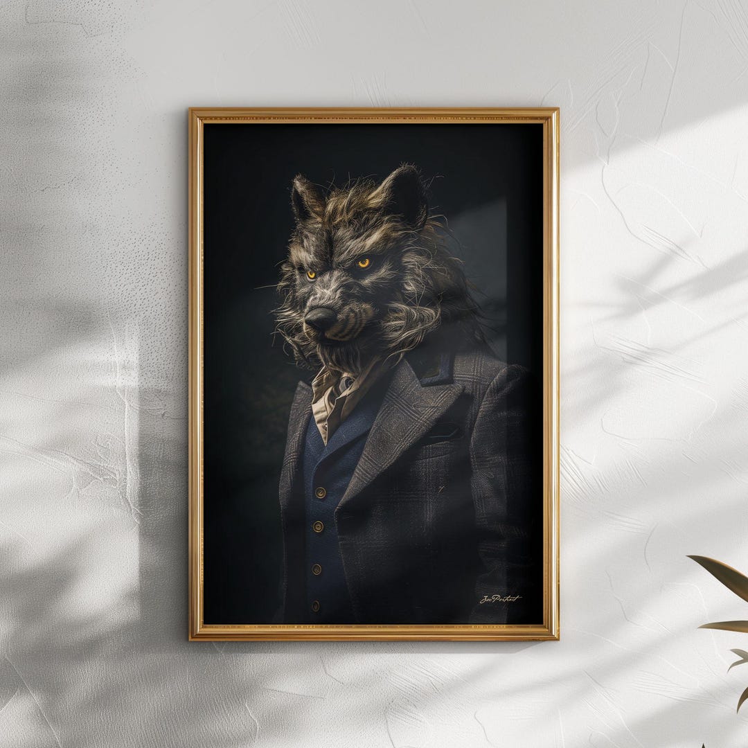 Poster of a Werewolf in Suit, Vintage Lycan Monster Portrait to ...