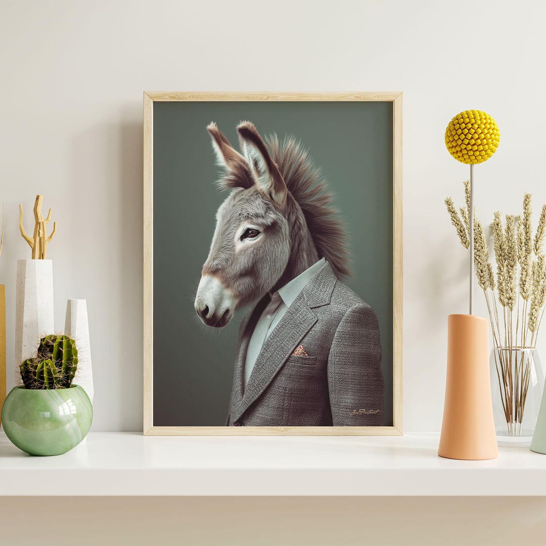 Poster of a Donkey in Suit, Vintage Portrait to Download & Print, Wall ...