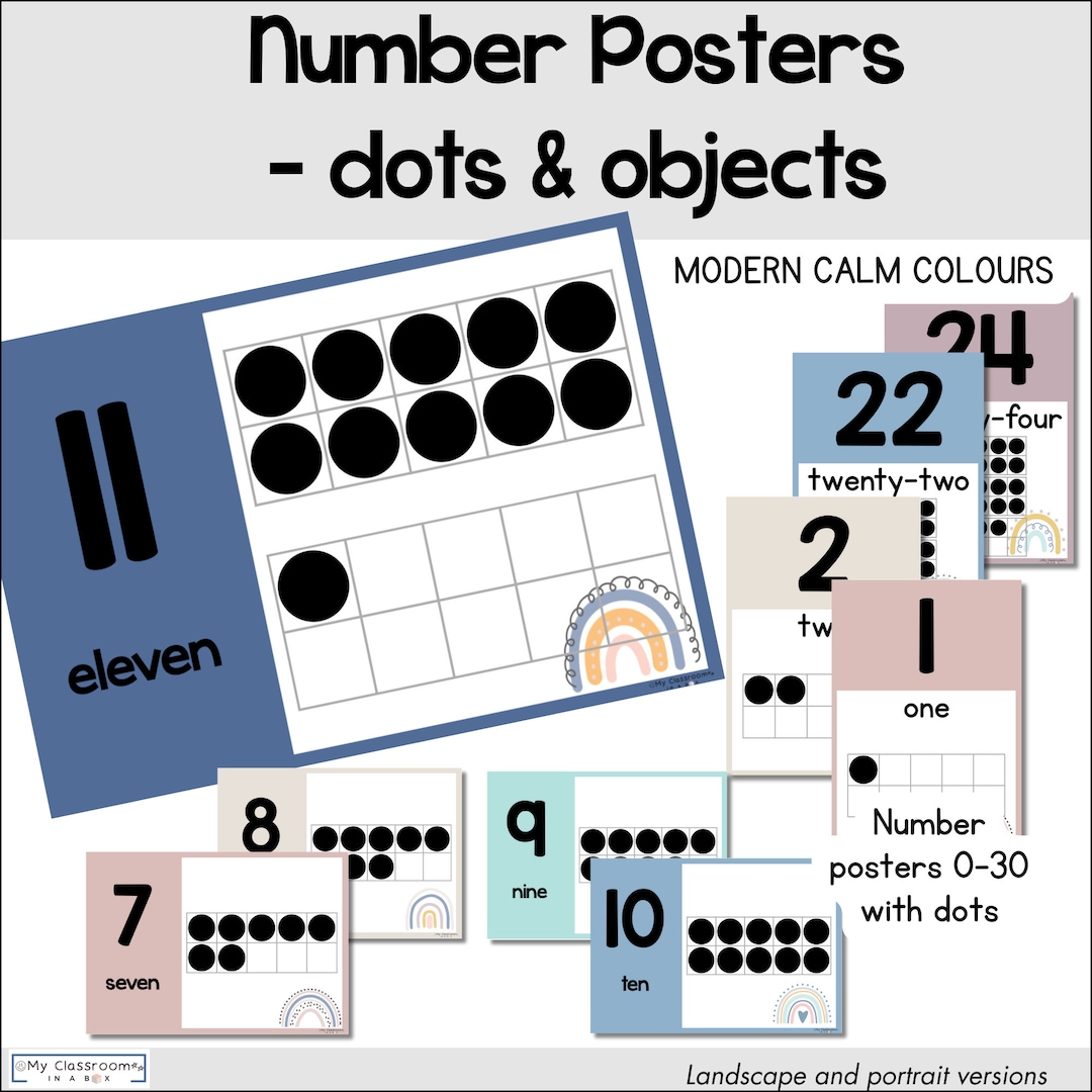 Number Posters 0-20 Number Posters for Classroom With Dots Number ...
