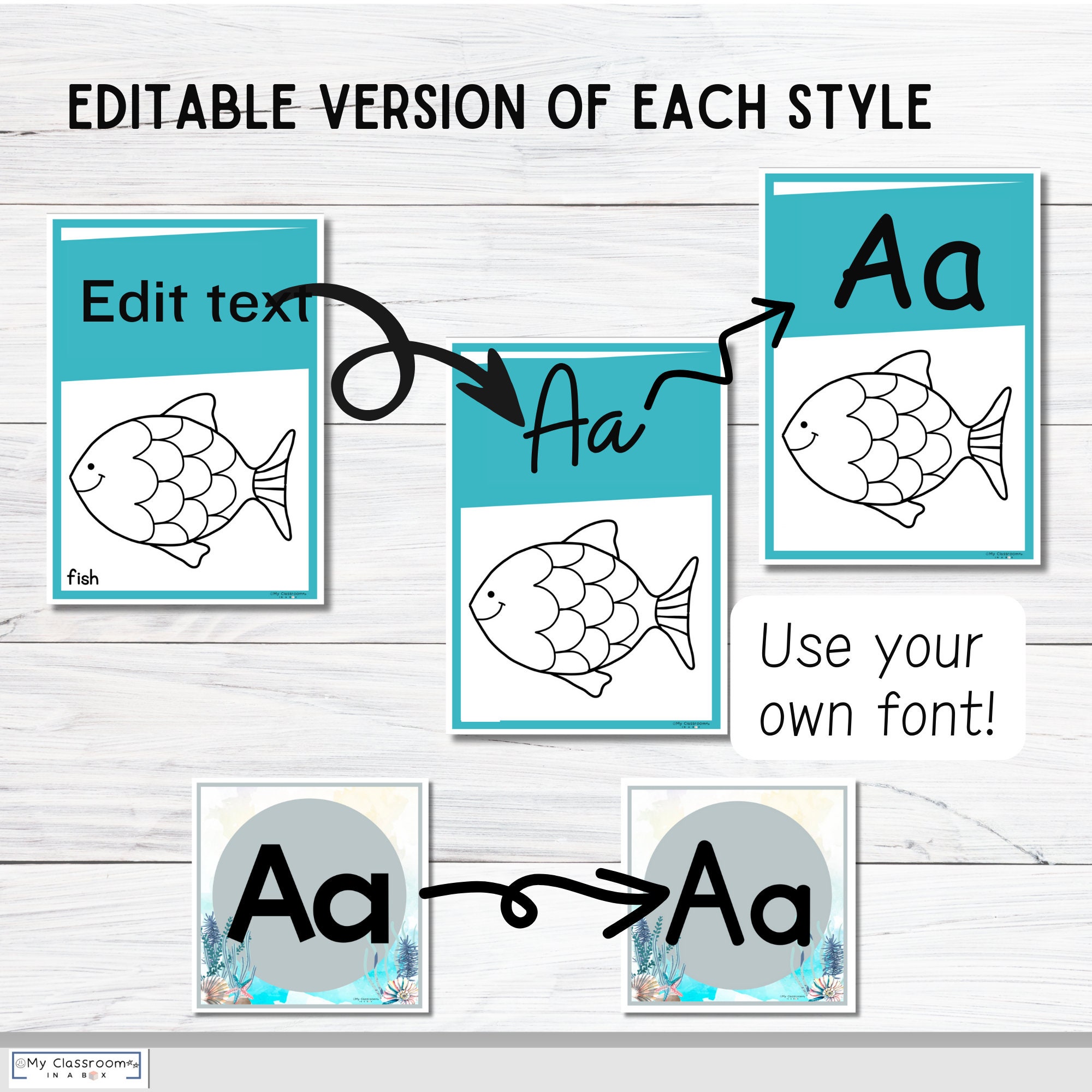 Ocean Theme Alphabet Posters for the Classroom - Editable - Etsy