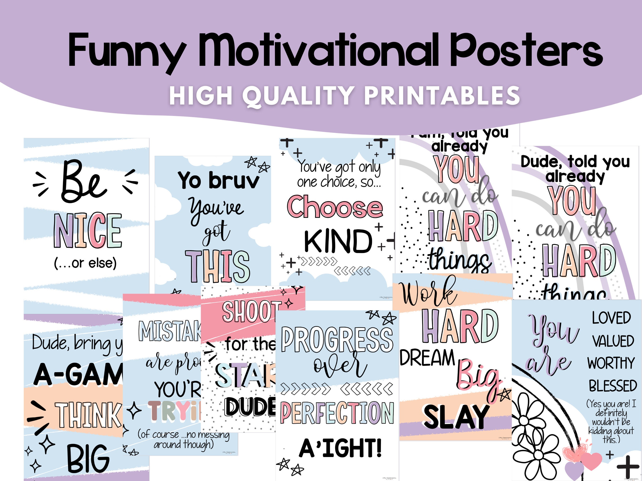Funny Motivational Posters Classroom Behaviour Posters Classroom Decor ...