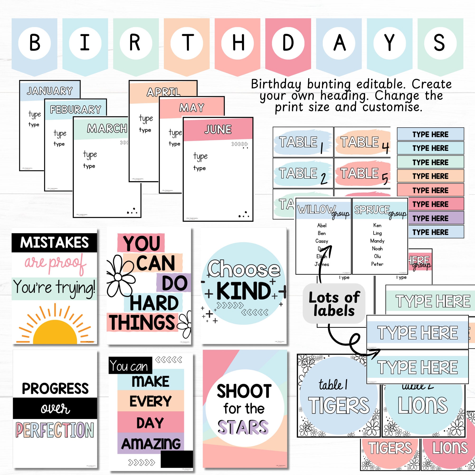 Classroom Decor Bundle Mega Bundle Pastel Theme Calm Classroom Decor ...