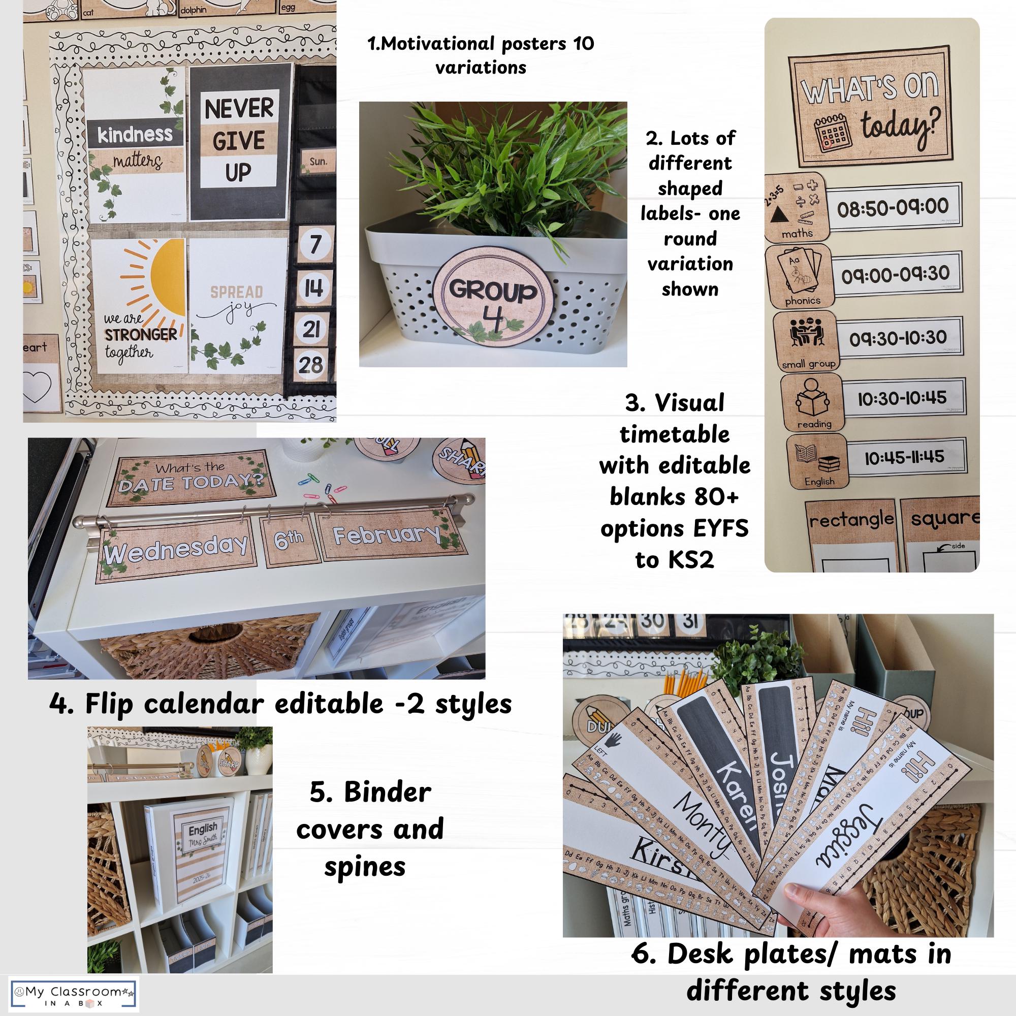 Hessian Classroom Display Decor Bundle Instant Download Decoration ...