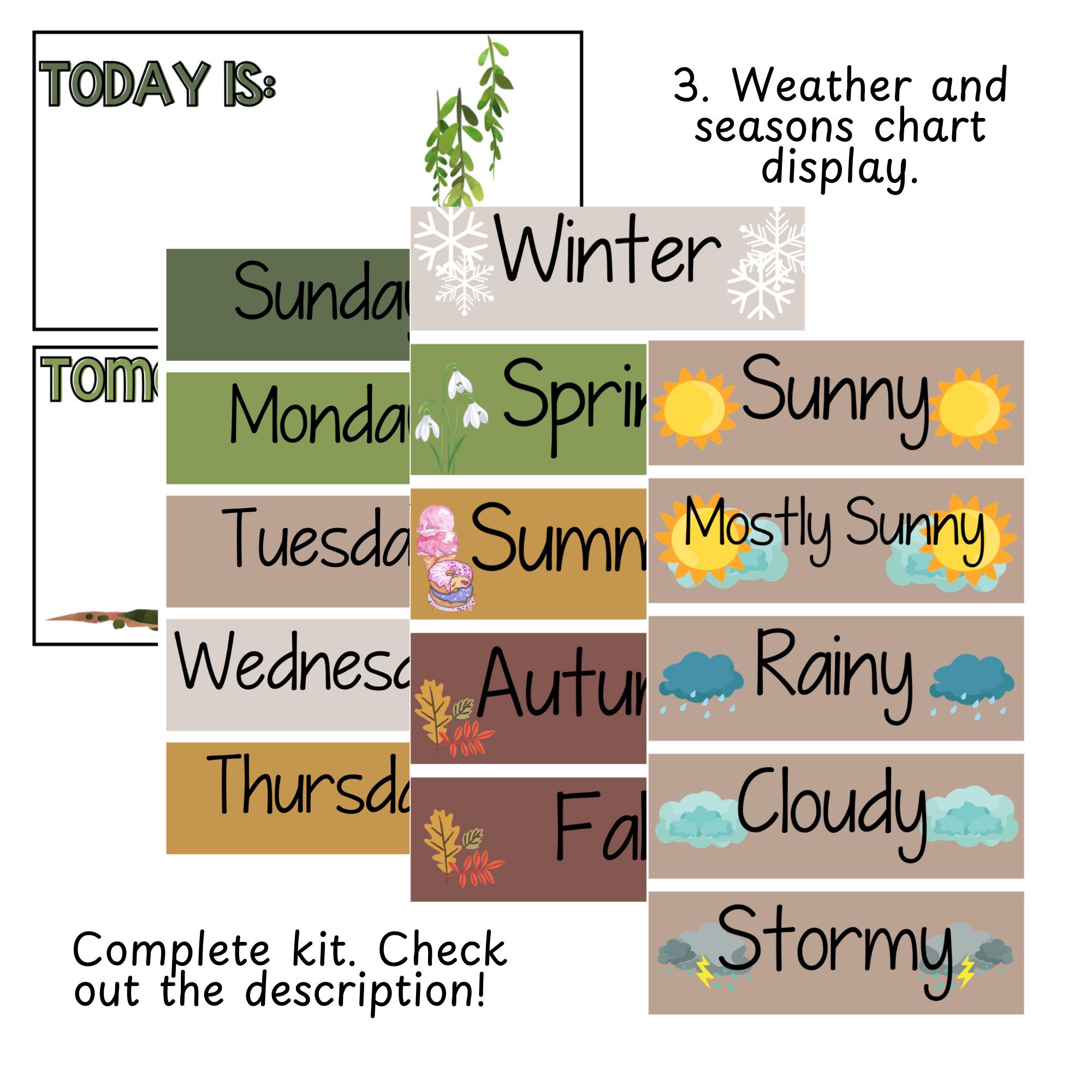 Woodland Calendar Chart, Pocket Calendar Chart Classroom Printable ...