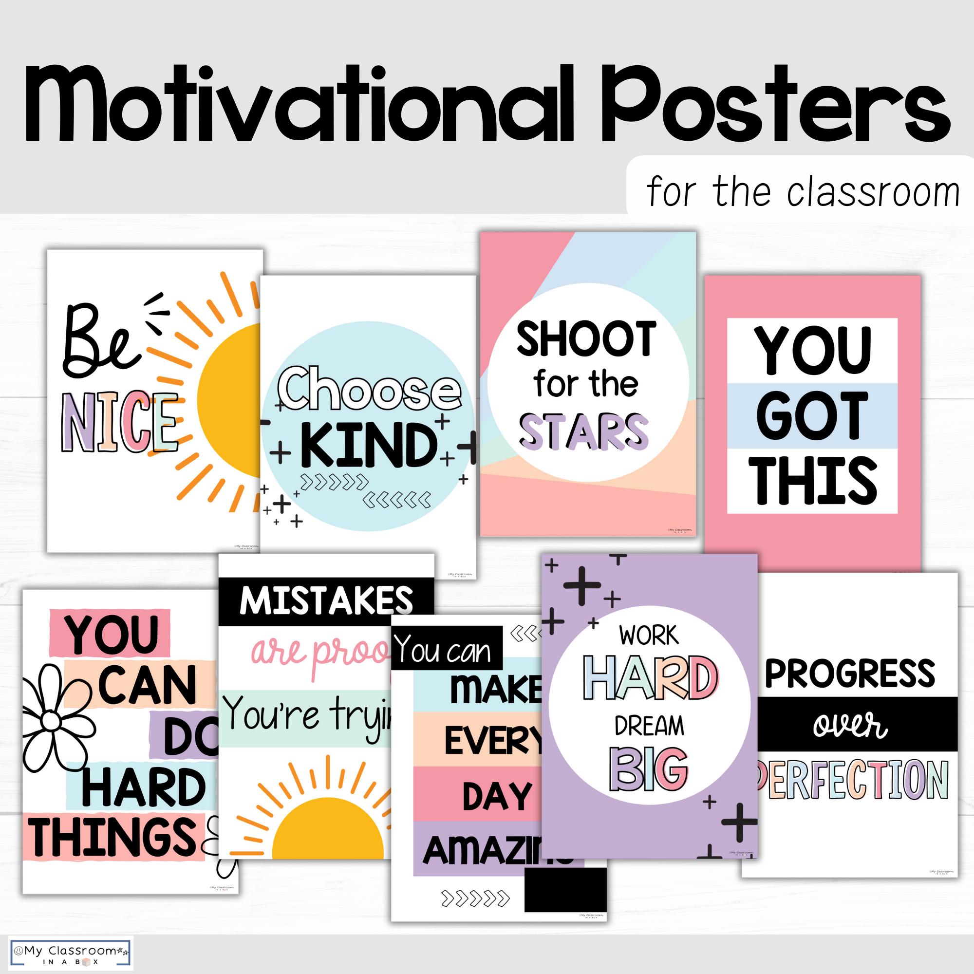 Back to School Motivational Posters Classroom Decor Printable Instant ...