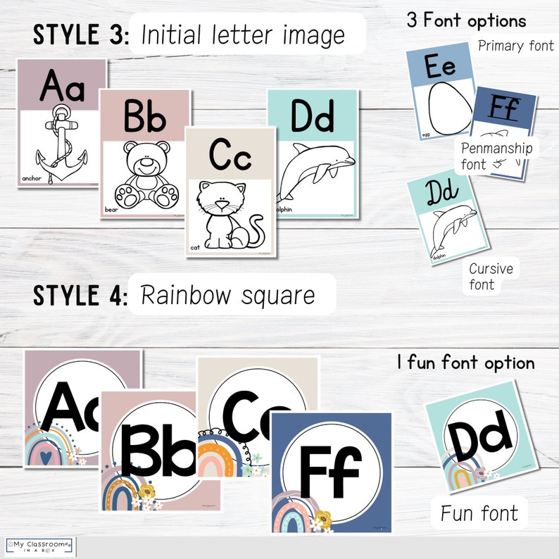 Modern Calm Colours Alphabet Posters for Kindergarten and Primary ...