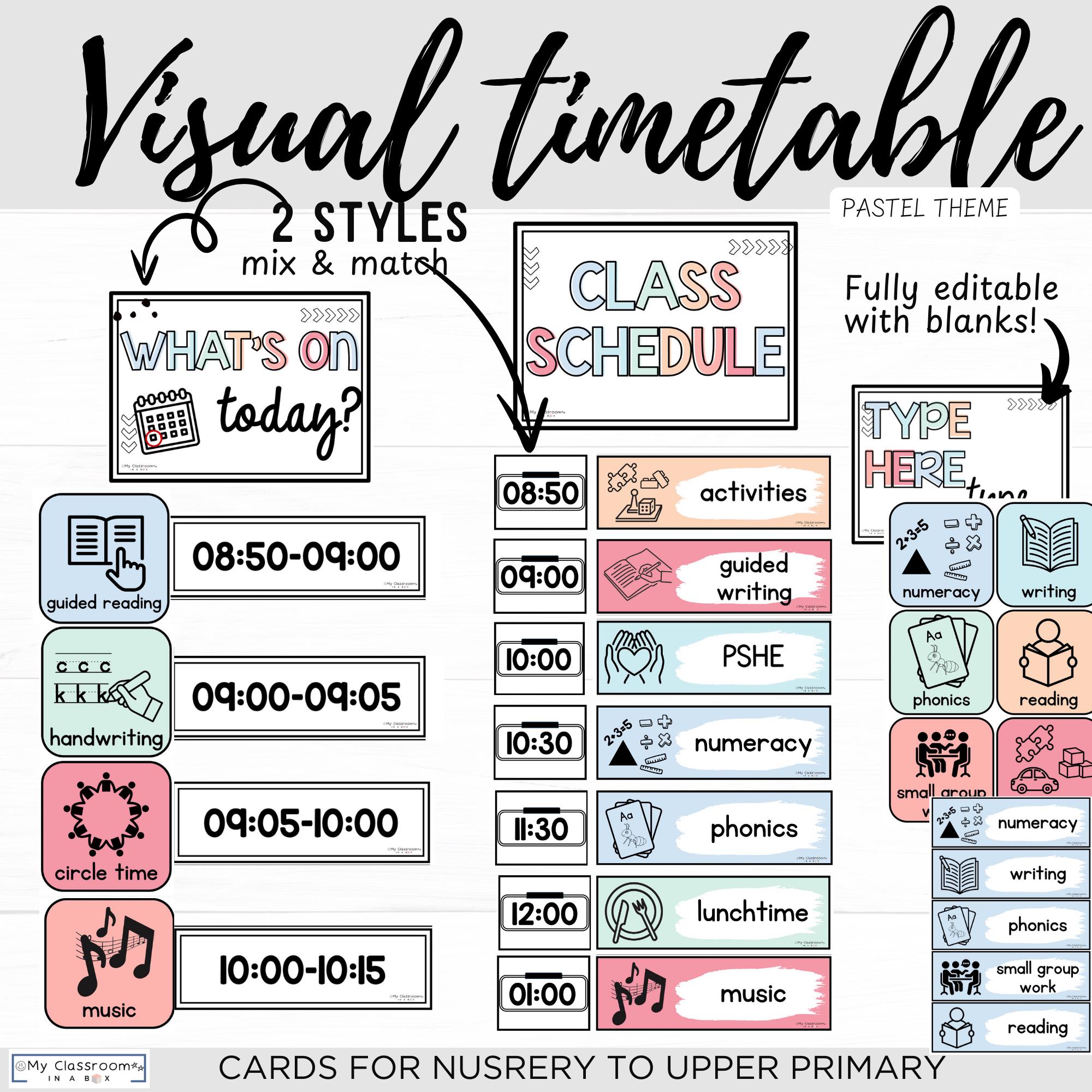 Visual Timetable Class Timetable Class Schedule Cards Daily Schedule ...