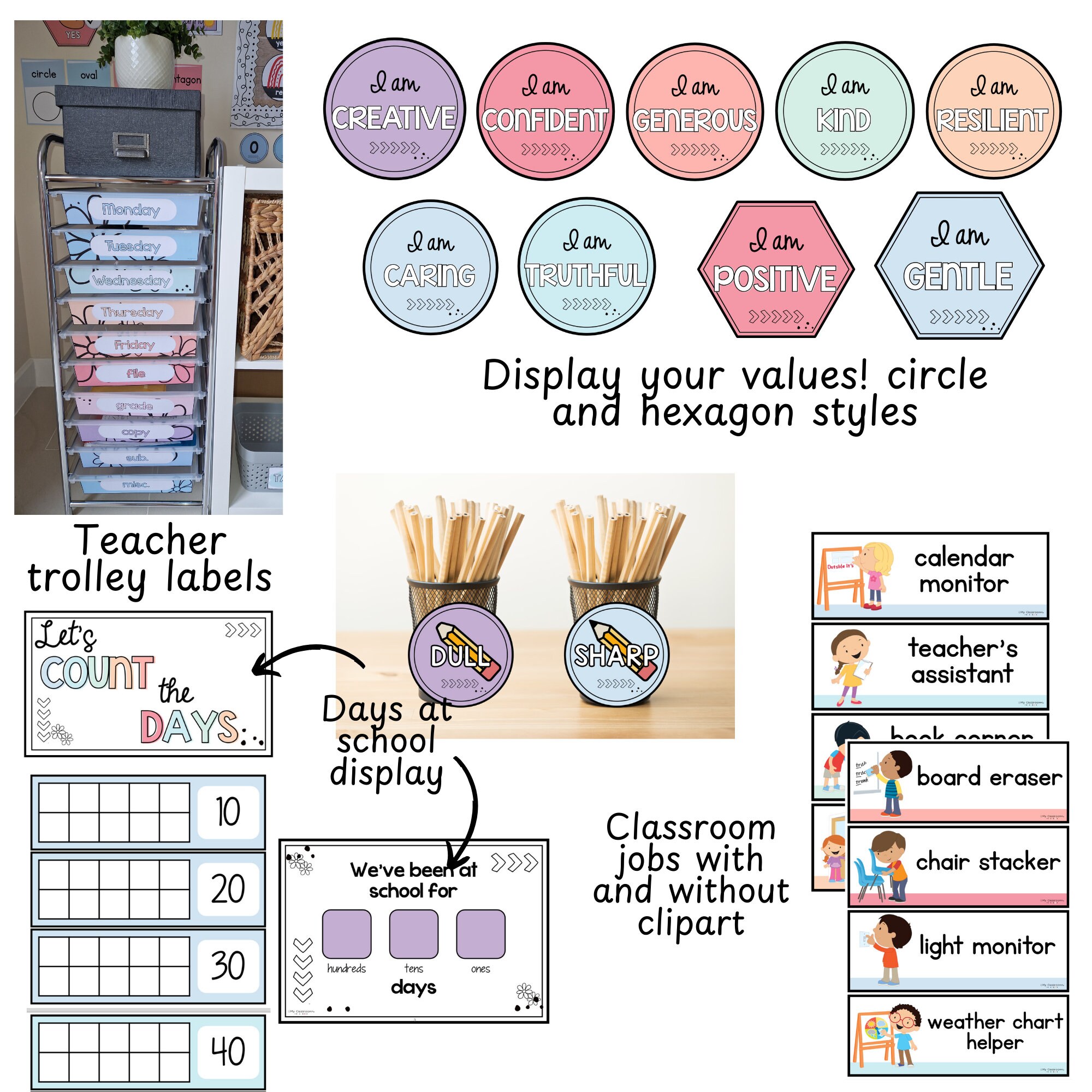 Classroom Decor Bundle Mega Bundle Pastel Theme Calm Classroom Decor ...