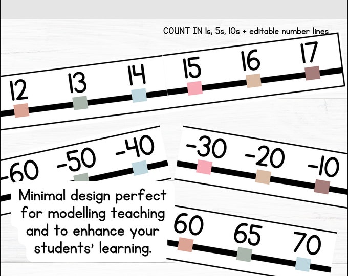 Printable Boho Neutral Large Number Line, Large Number Line Wall ...
