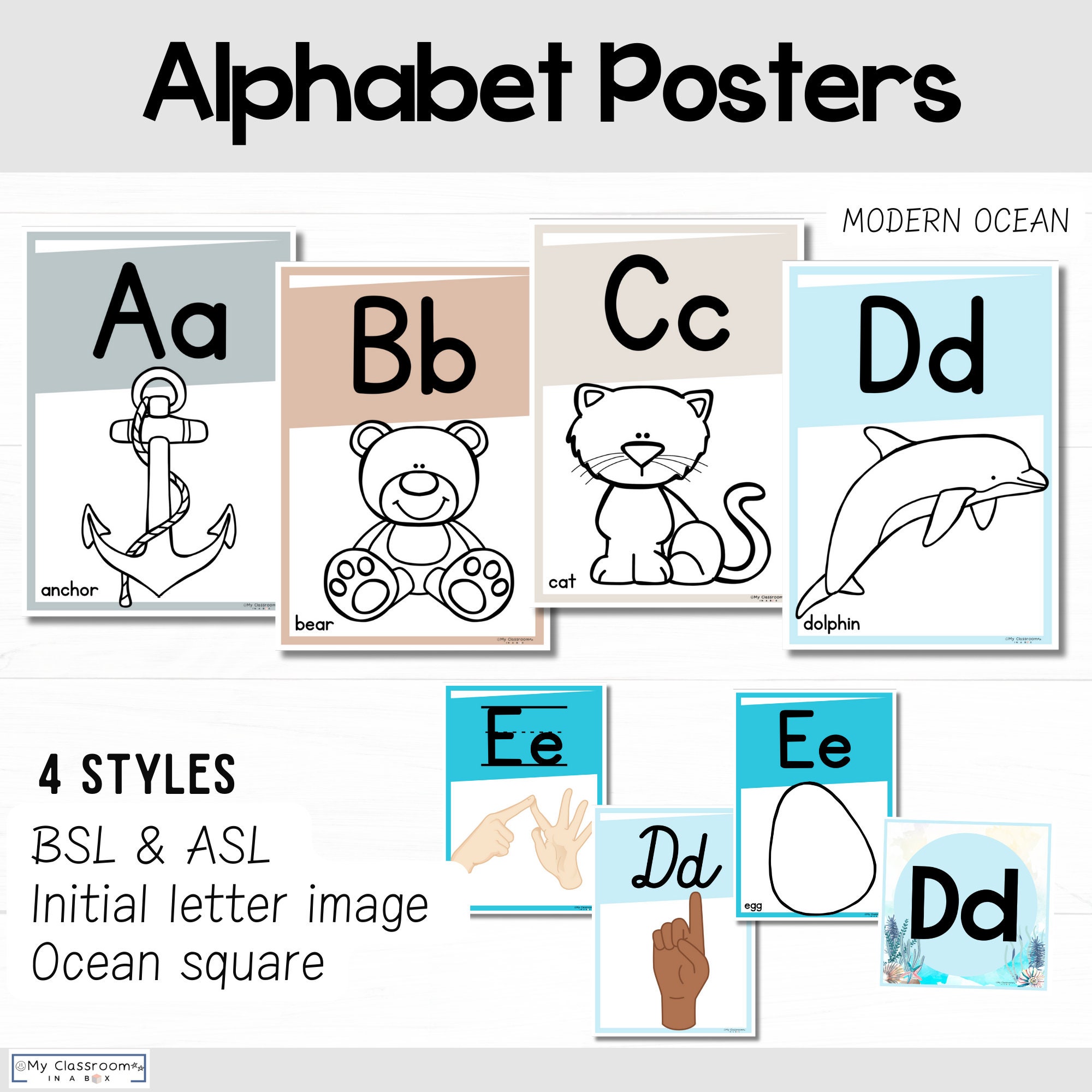 Ocean Theme Alphabet Posters for the Classroom - Editable - Etsy