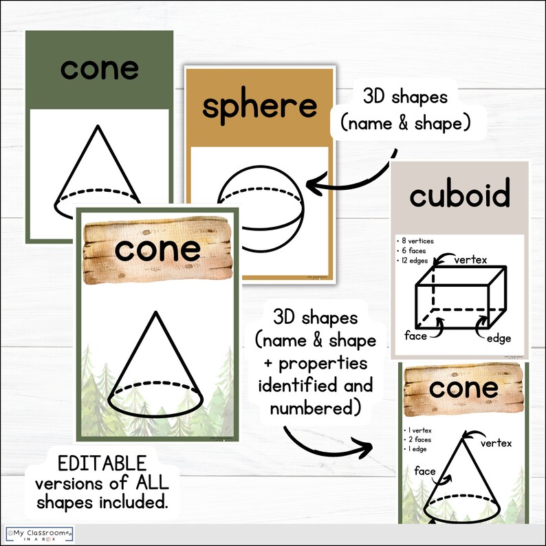 Woodland Shape Posters 2D Shape Posters With Properties 3D Shape ...