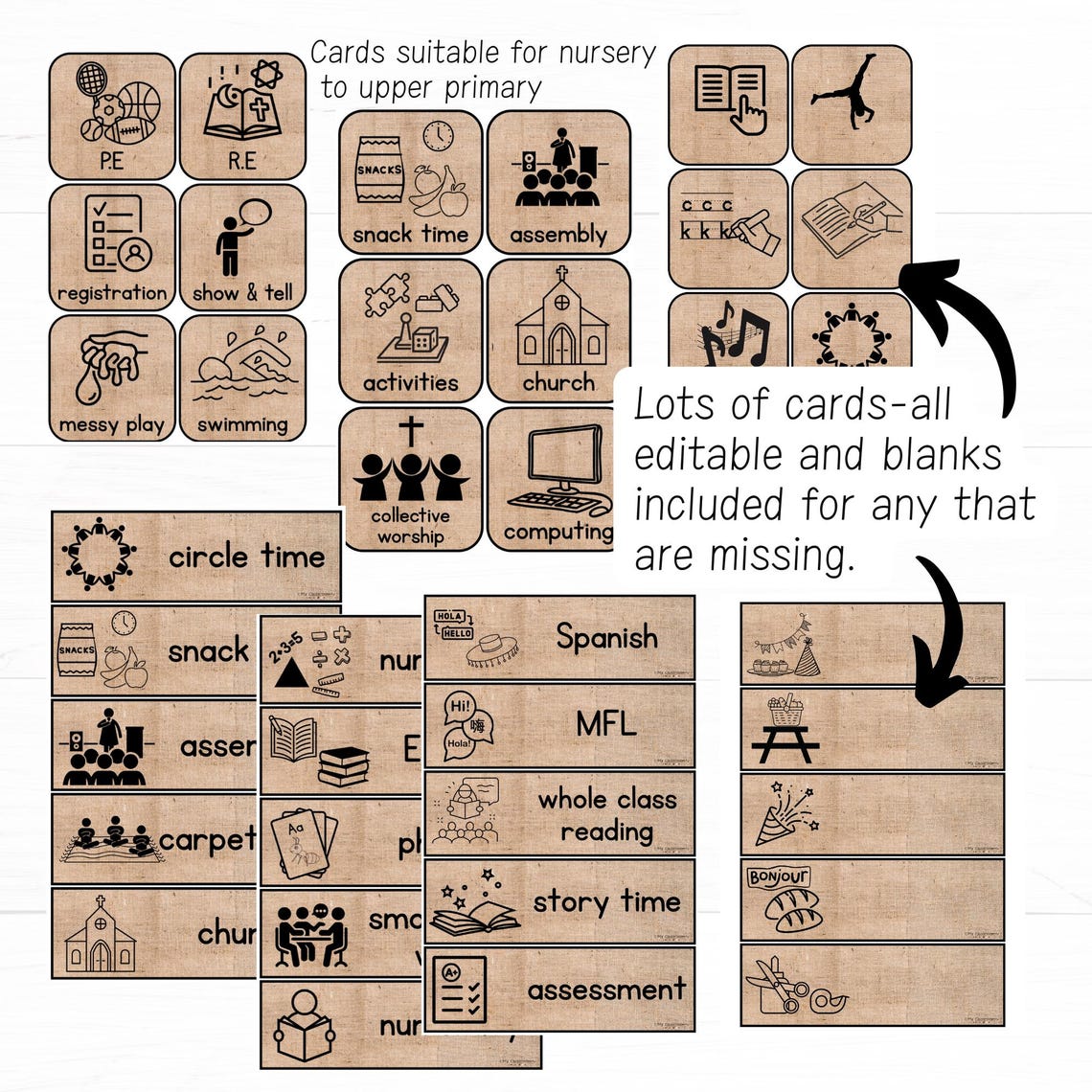 Visual Timetable Hessian Class Timetable Class Schedule Cards Daily ...