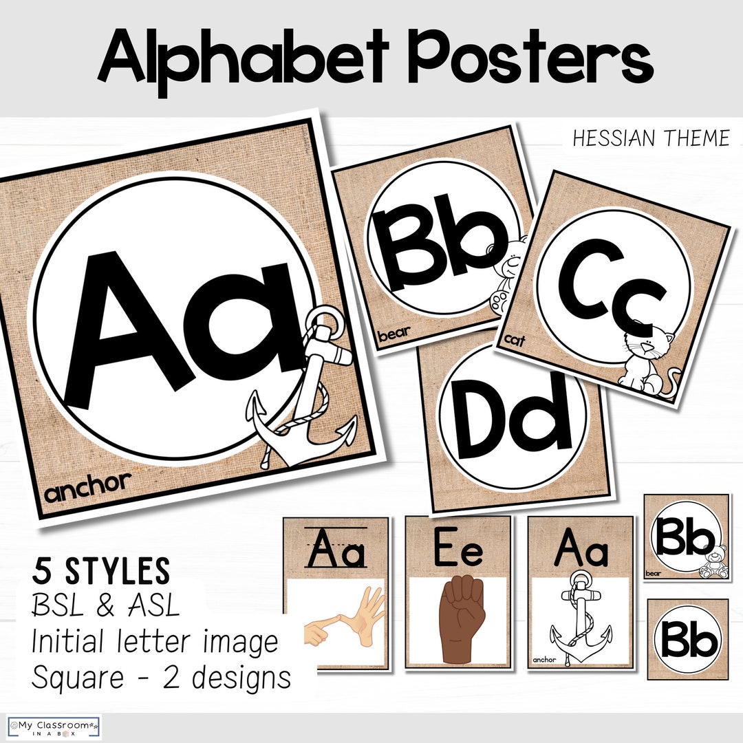 Hessian Alphabet Posters Alphabet Classroom Display Neutral Classroom ...
