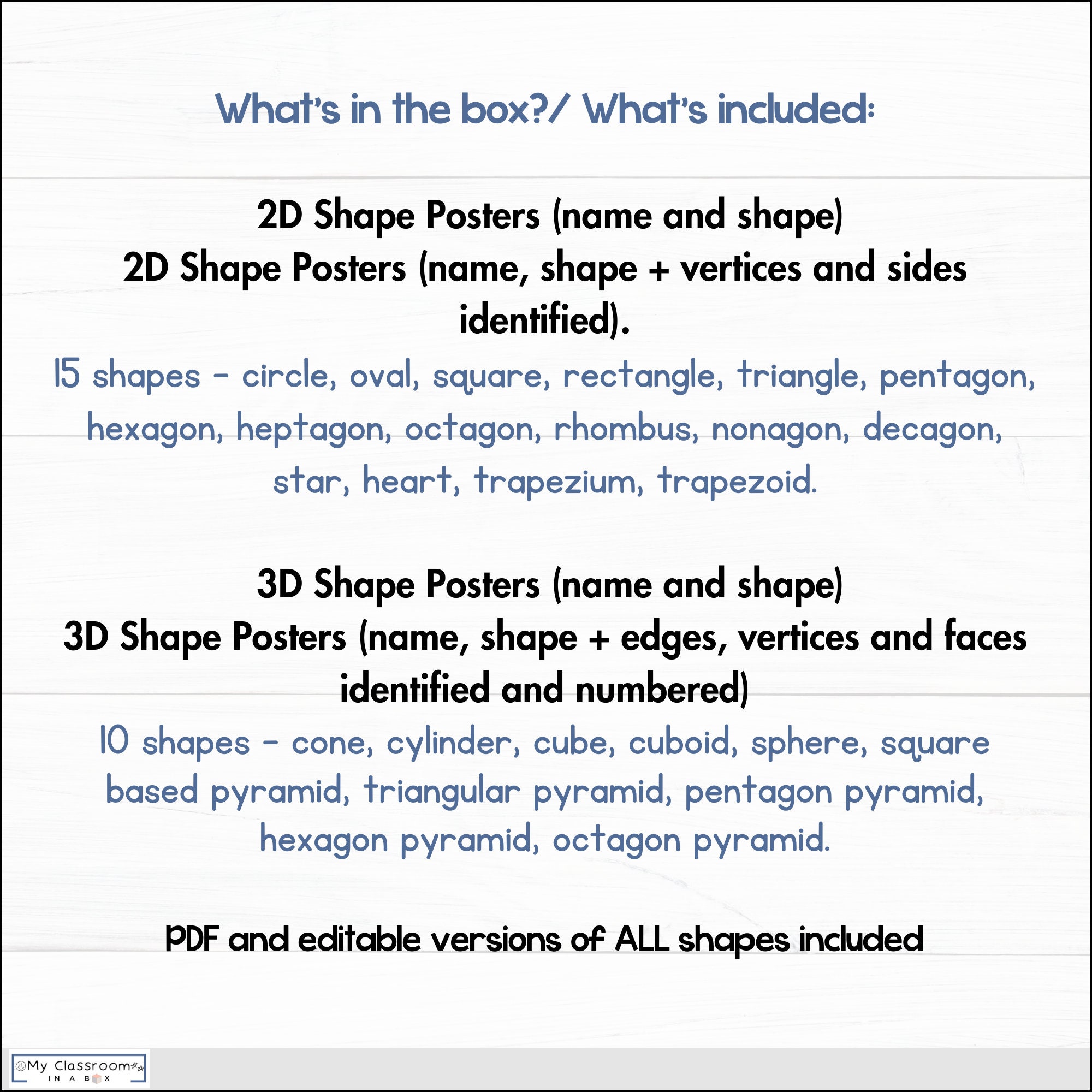 2D and 3D Shape Posters With Properties L 3D and 2D Shape Posters for ...