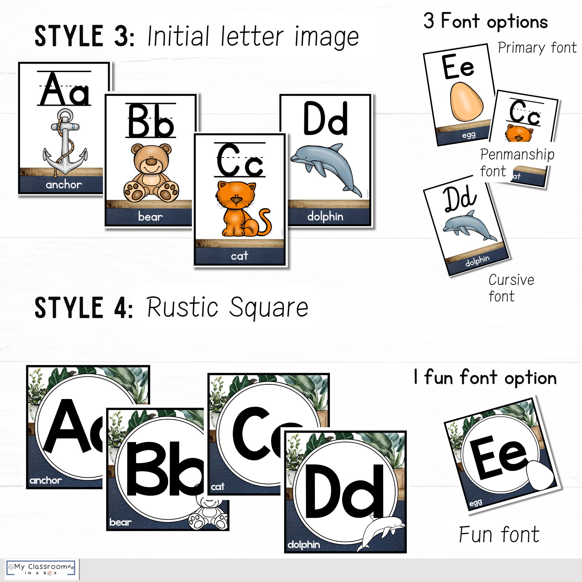 Modern Rustic Alphabet Posters Alphabet Sounds Charts for Primary and ...