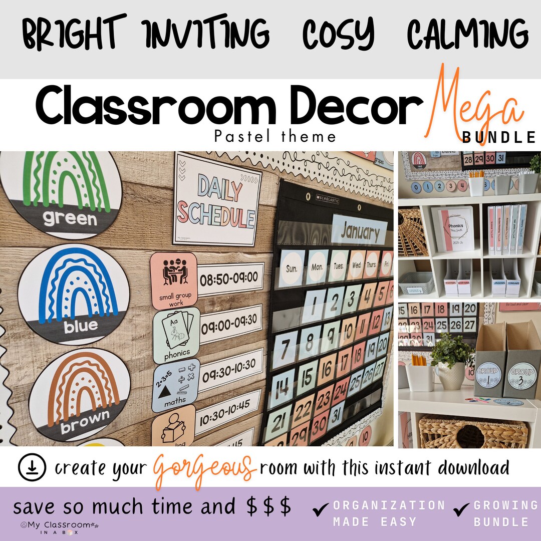 Calm Pastel Classroom Decor Bundle MEGA Bundle Whimsy Classroom Decor ...