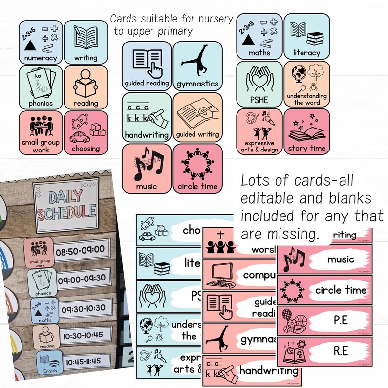 Visual Timetable Class Timetable Class Schedule Cards Daily Schedule ...