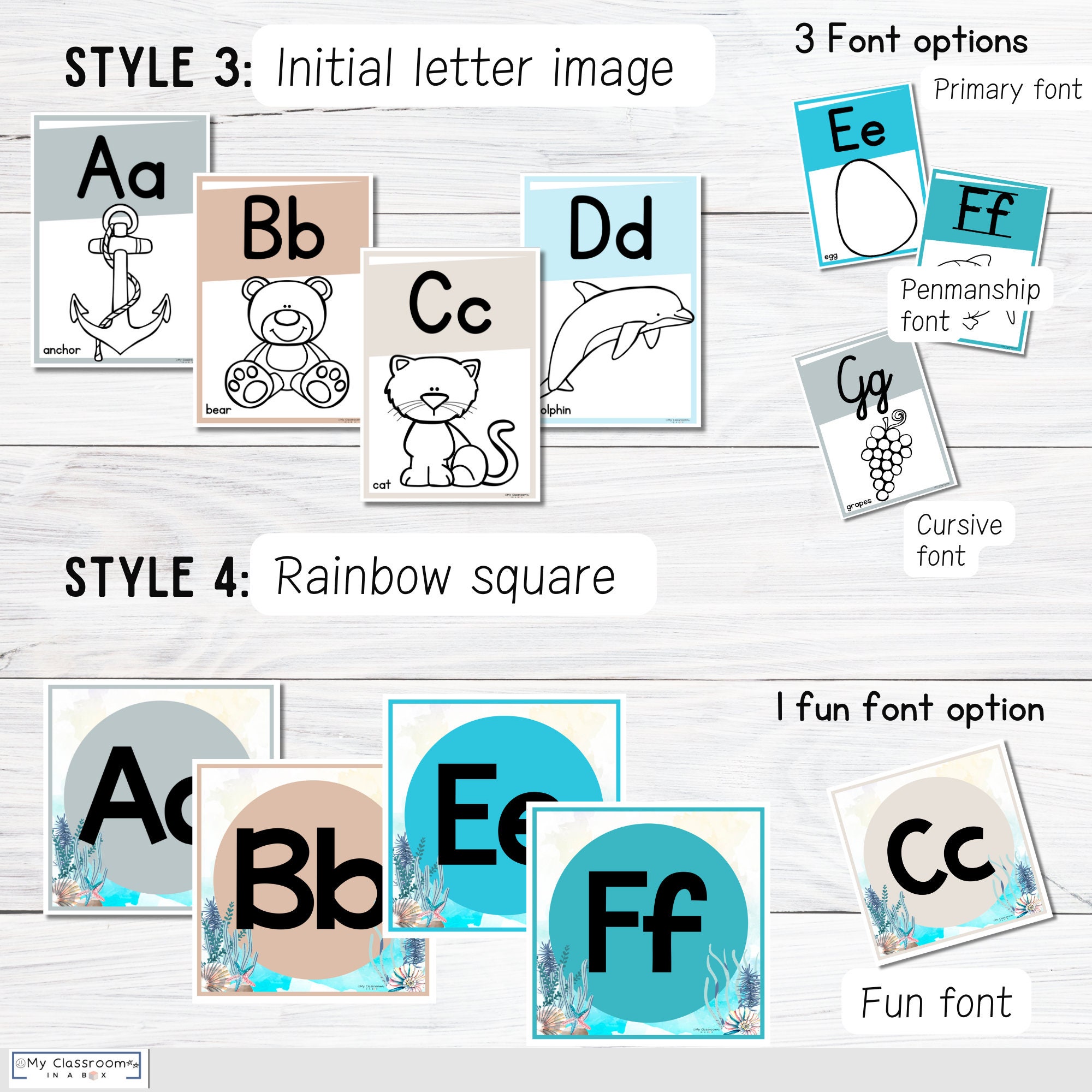 Ocean Theme Alphabet Posters for the Classroom - Editable - Etsy