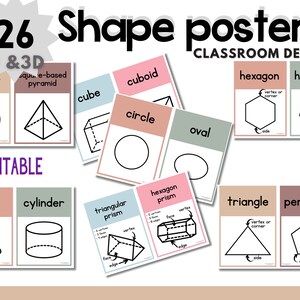 Learning Shapes Posters 2D Shapes 3D Shapes Posters for Maths - Etsy