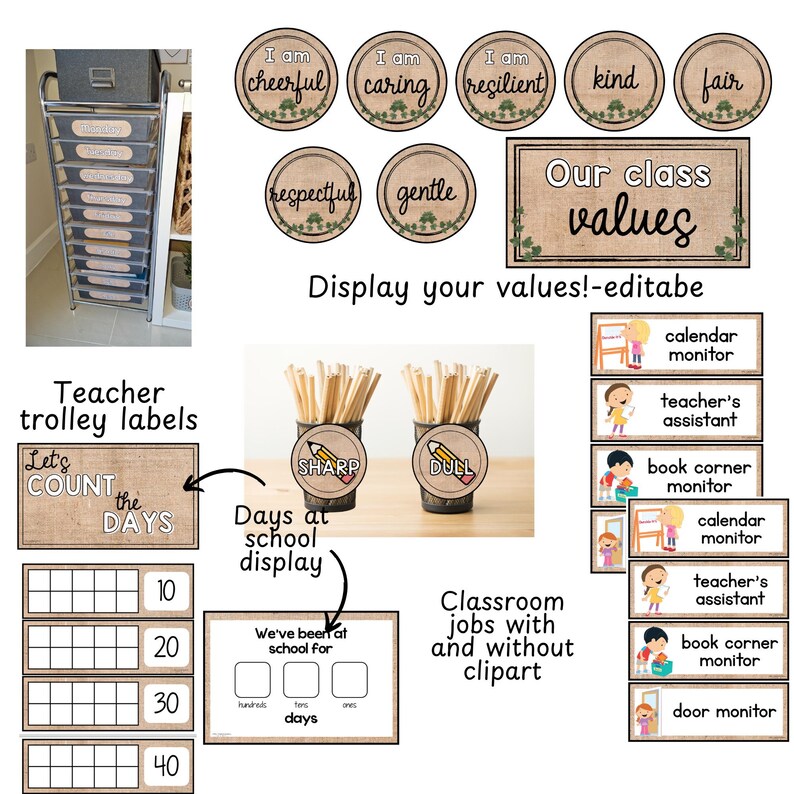 Hessian Classroom Display Classroom Decor Bundle Calm Classroom Decor ...